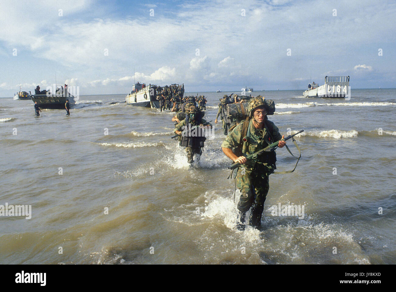 Spanish navy infantry during NATO exercises at Civitavecchia (Central ...