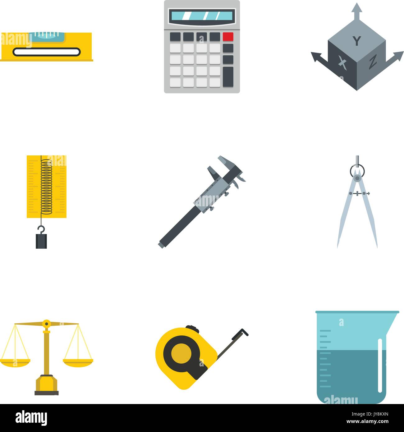 Dimension icon set, flat style Stock Vector Image & Art - Alamy