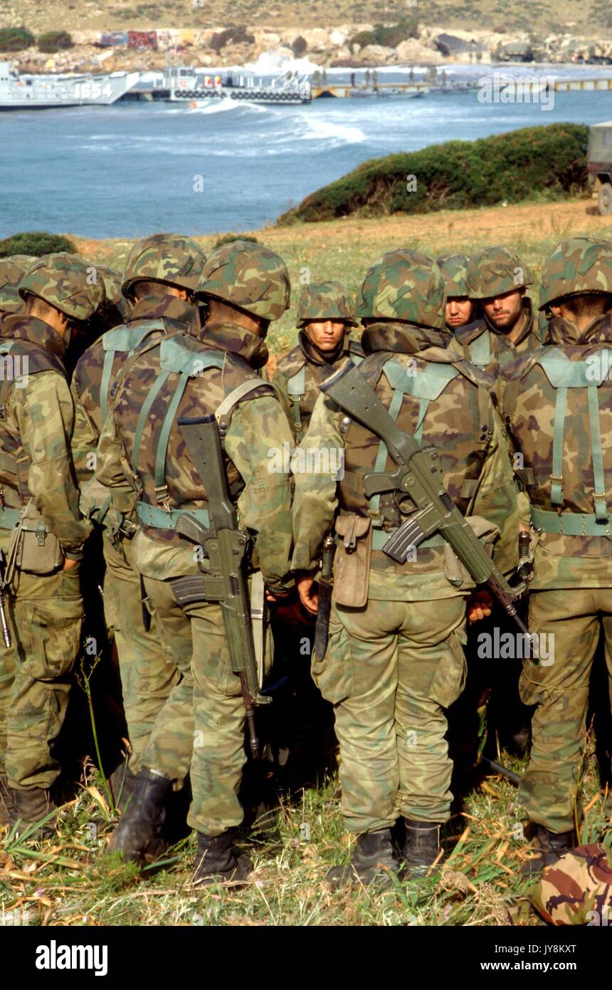 Spanish navy infantry during NATO exercises at CapoTeulada (Sardinia ...