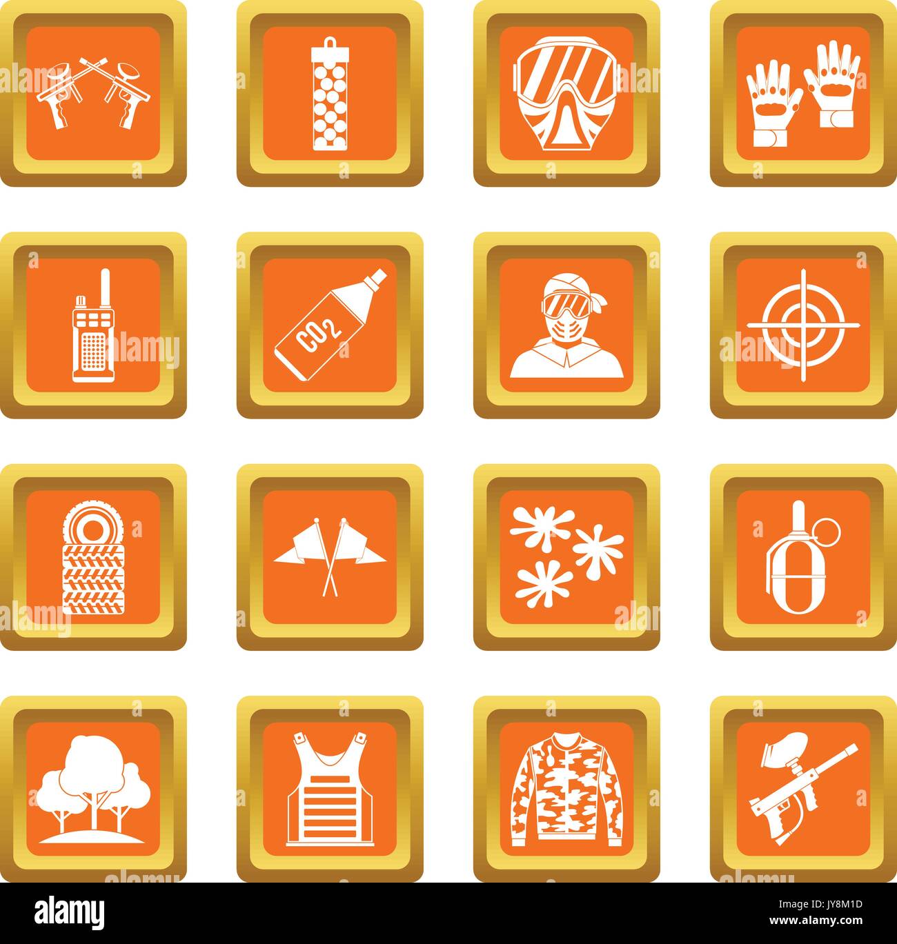 Paintball icons set orange Stock Vector Image & Art - Alamy