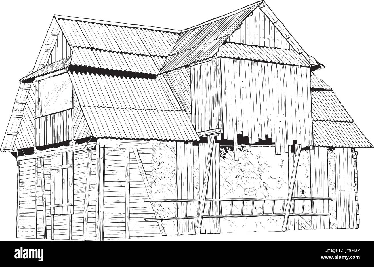 Wall old abandoned house Stock Vector Images - Alamy