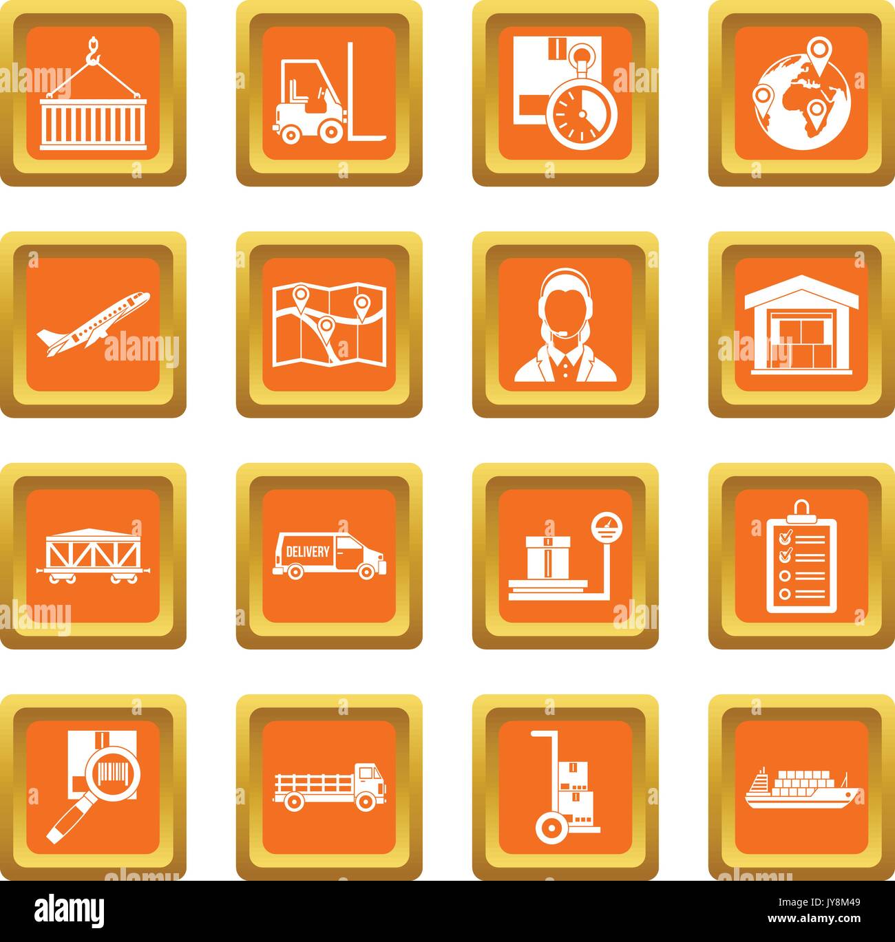 Logistic icons set orange Stock Vector Image & Art - Alamy