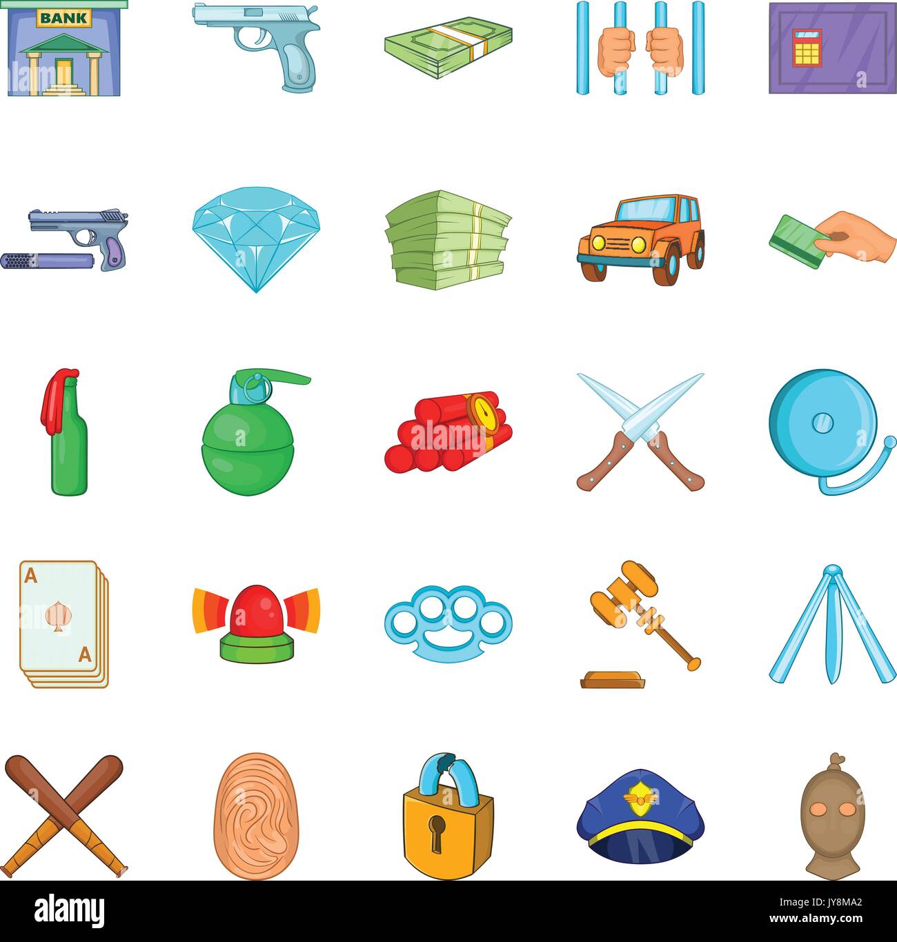 Delinquency icons set, cartoon style Stock Vector Image & Art - Alamy