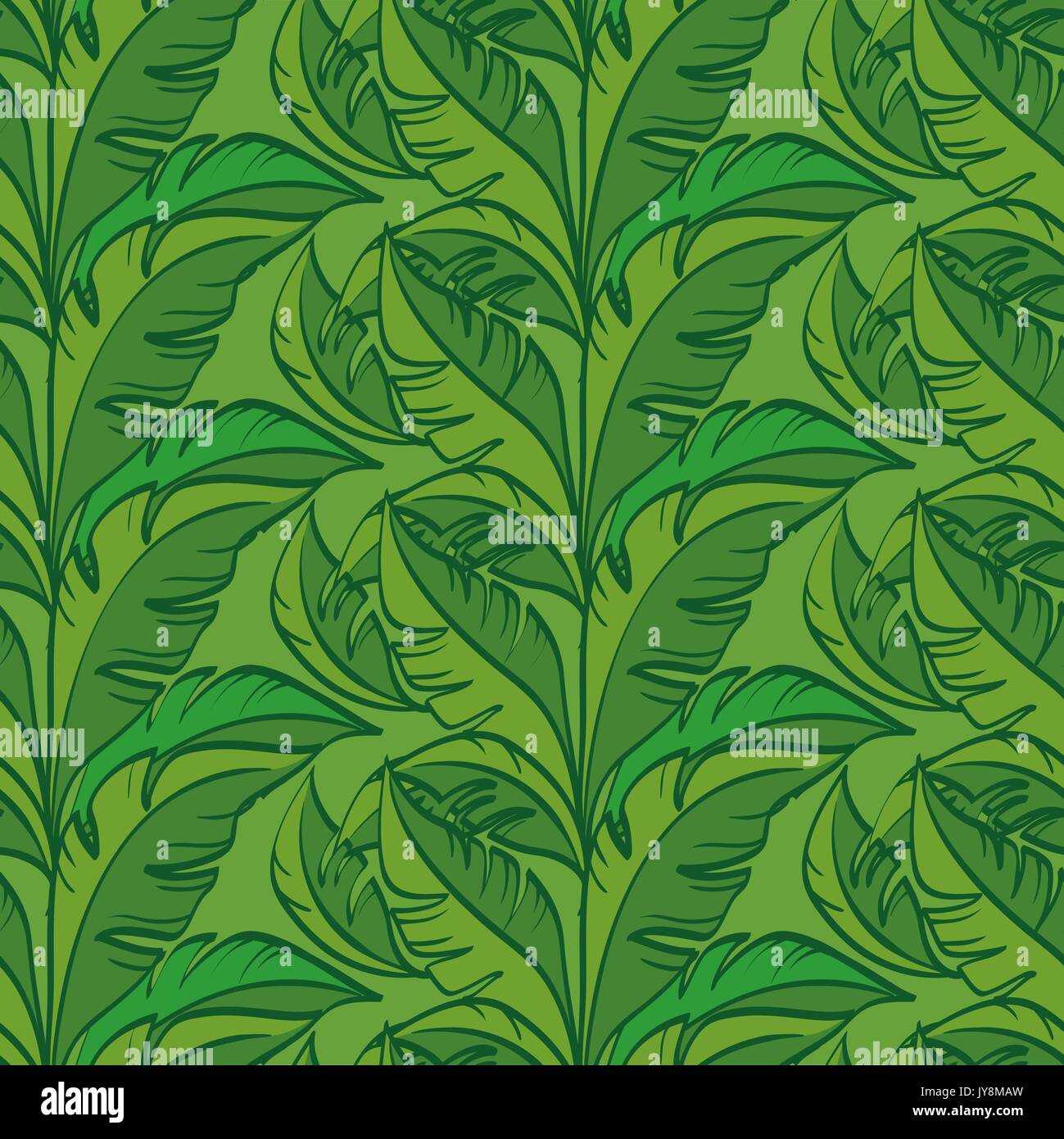 Seamless leaves pattern outline Stock Vector Images - Alamy