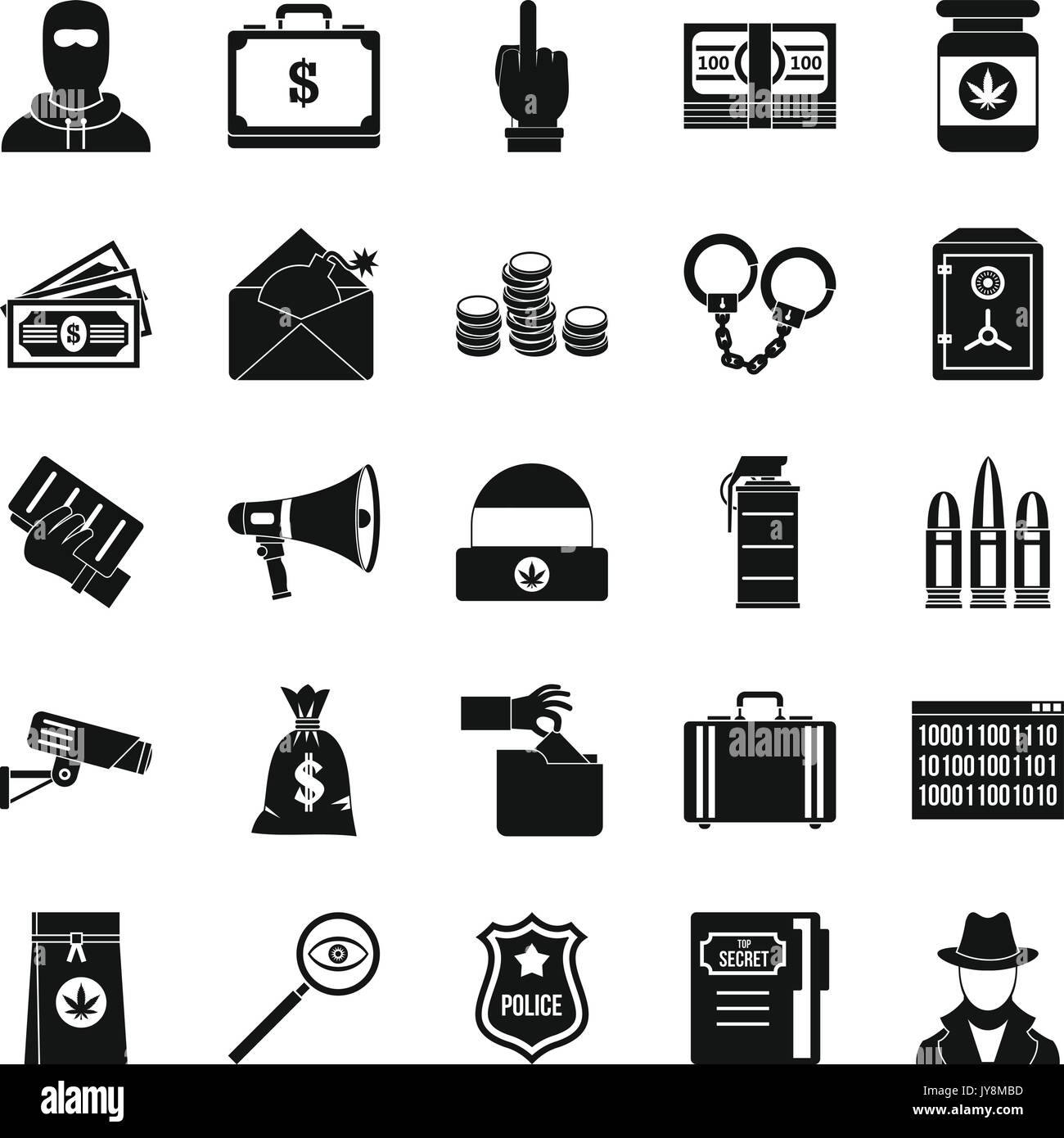 Criminal offence icons set, simple style Stock Vector Image & Art - Alamy