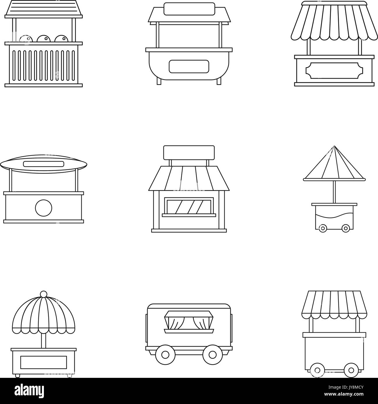 Market stall icon set, outline style Stock Vector Image & Art - Alamy