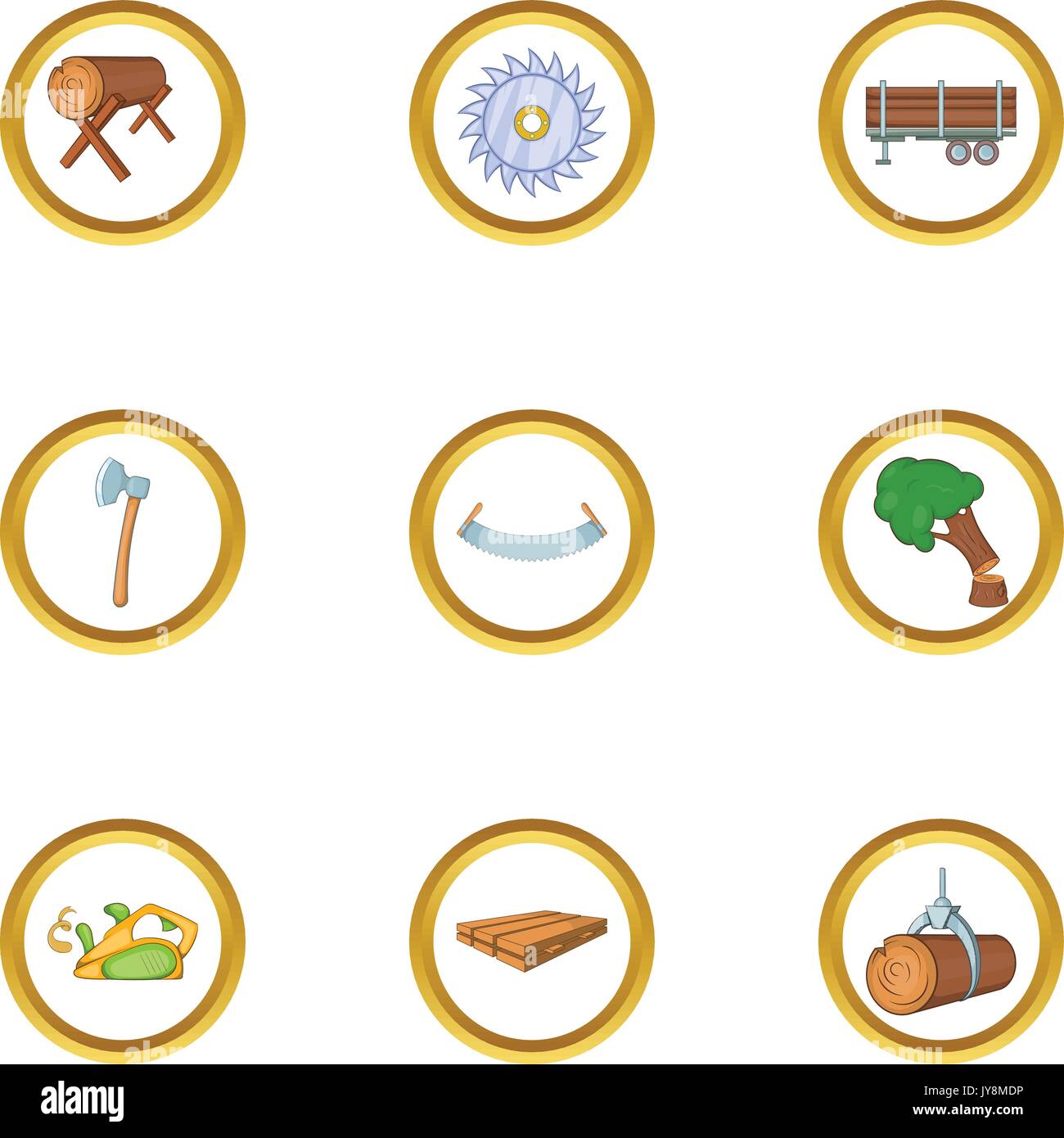 Sawmill icon set, cartoon style Stock Vector Image & Art - Alamy