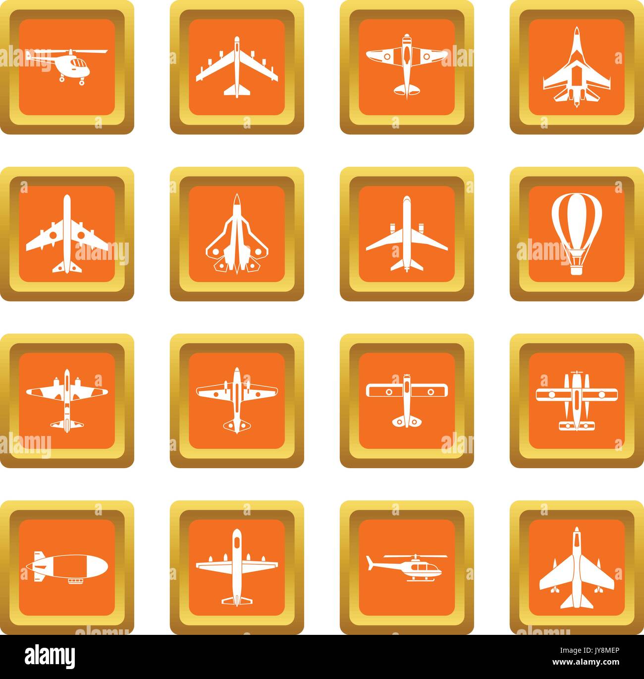 Aviation icons set orange Stock Vector Image & Art - Alamy