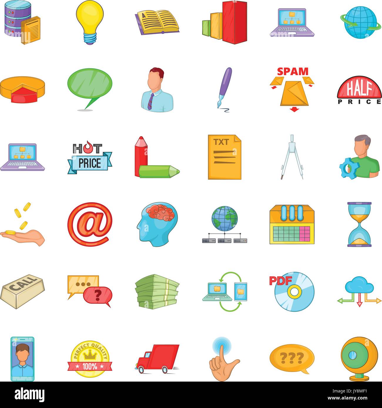 Digital working icons set, cartoon style Stock Vector Image & Art - Alamy