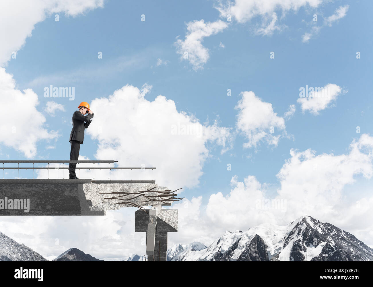 Man in suit looking up for new ideas Stock Photo - Alamy