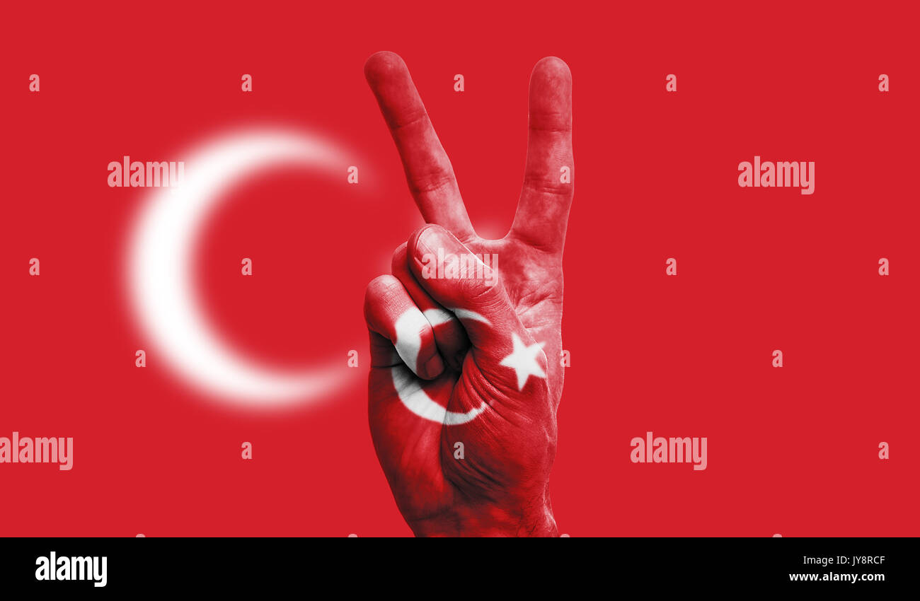 Hand gesture victory flag turkey hi-res stock photography and images ...