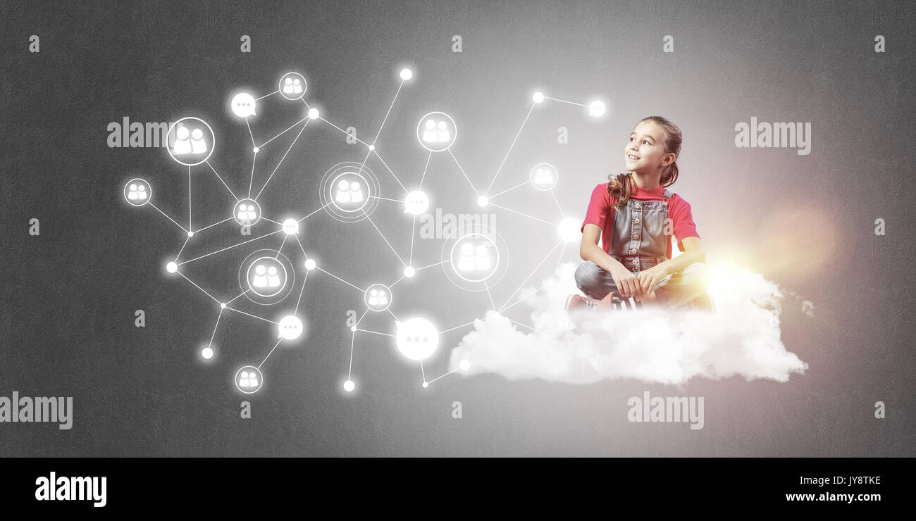 Idea of children Internet communication or online playing and pa Stock ...