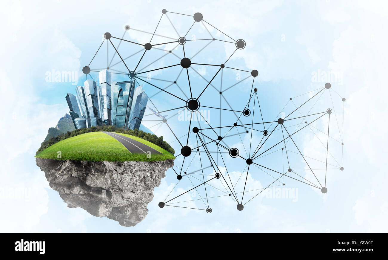 Concept of modern networking technologies and eco green construction ...