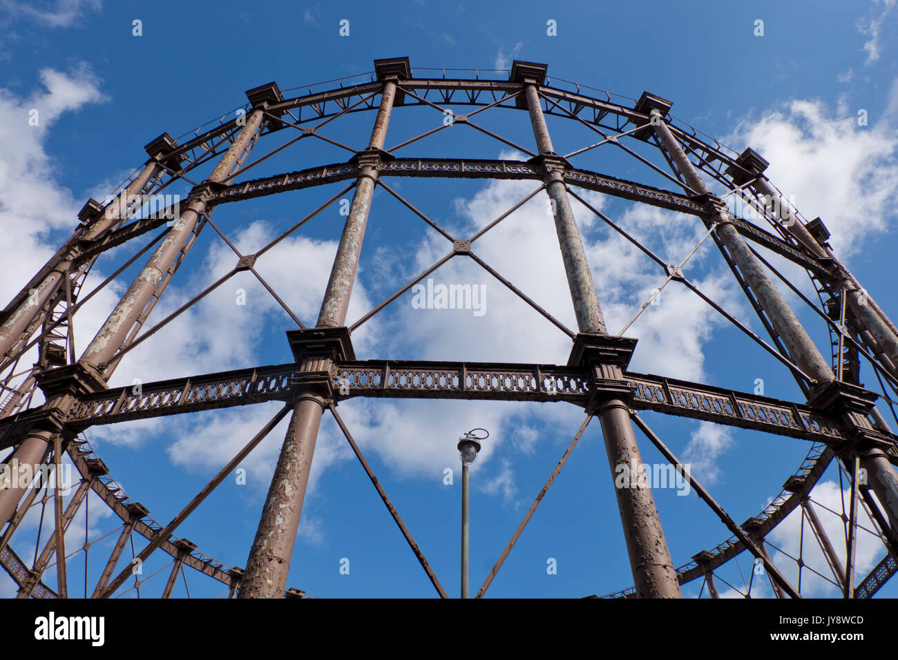 Derelict gasworks tower from the ex-Imperial Gas Light and Coke Company ...