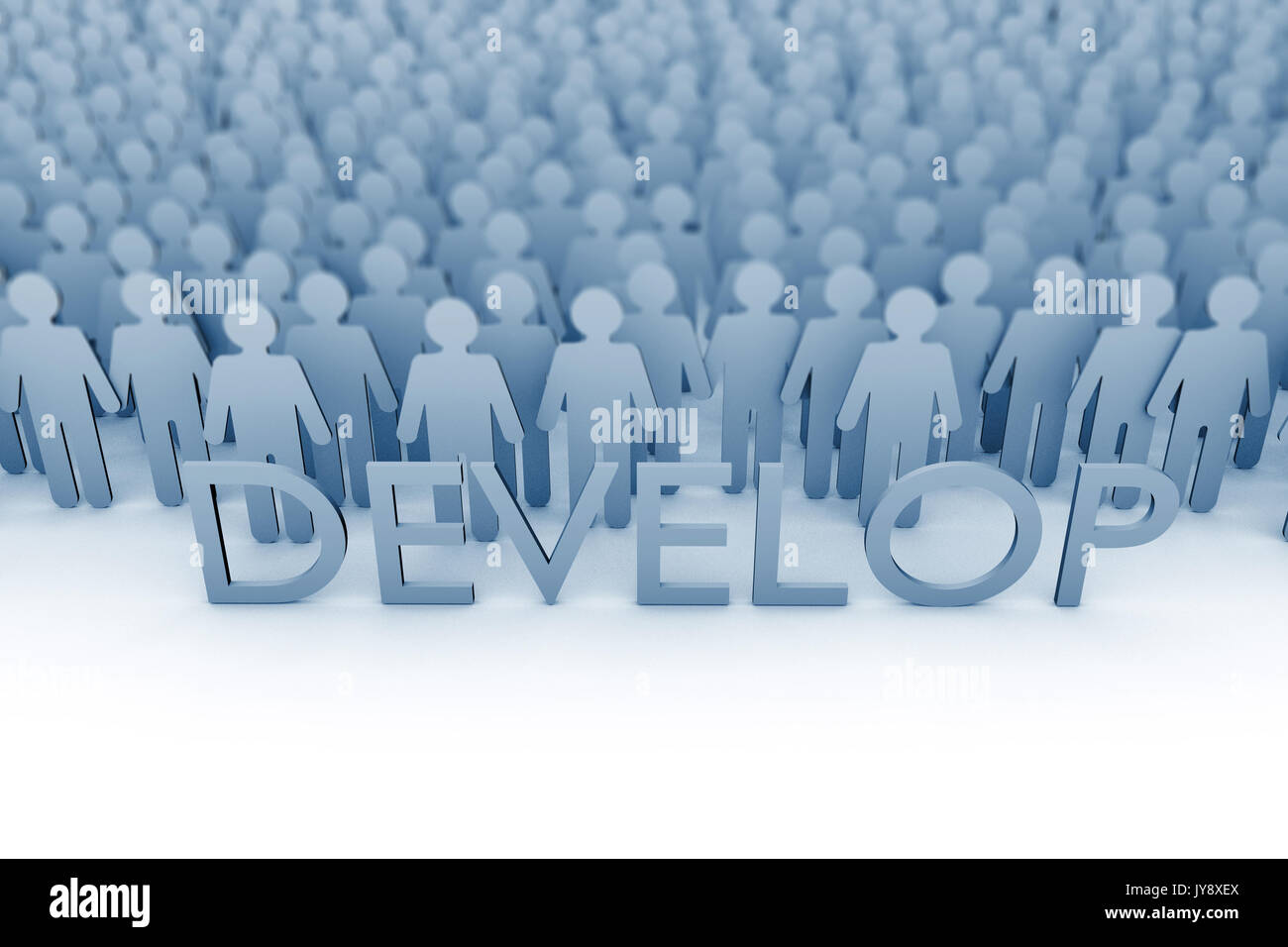 Personal development. Large group of stick figure people. 3D Rendering ...