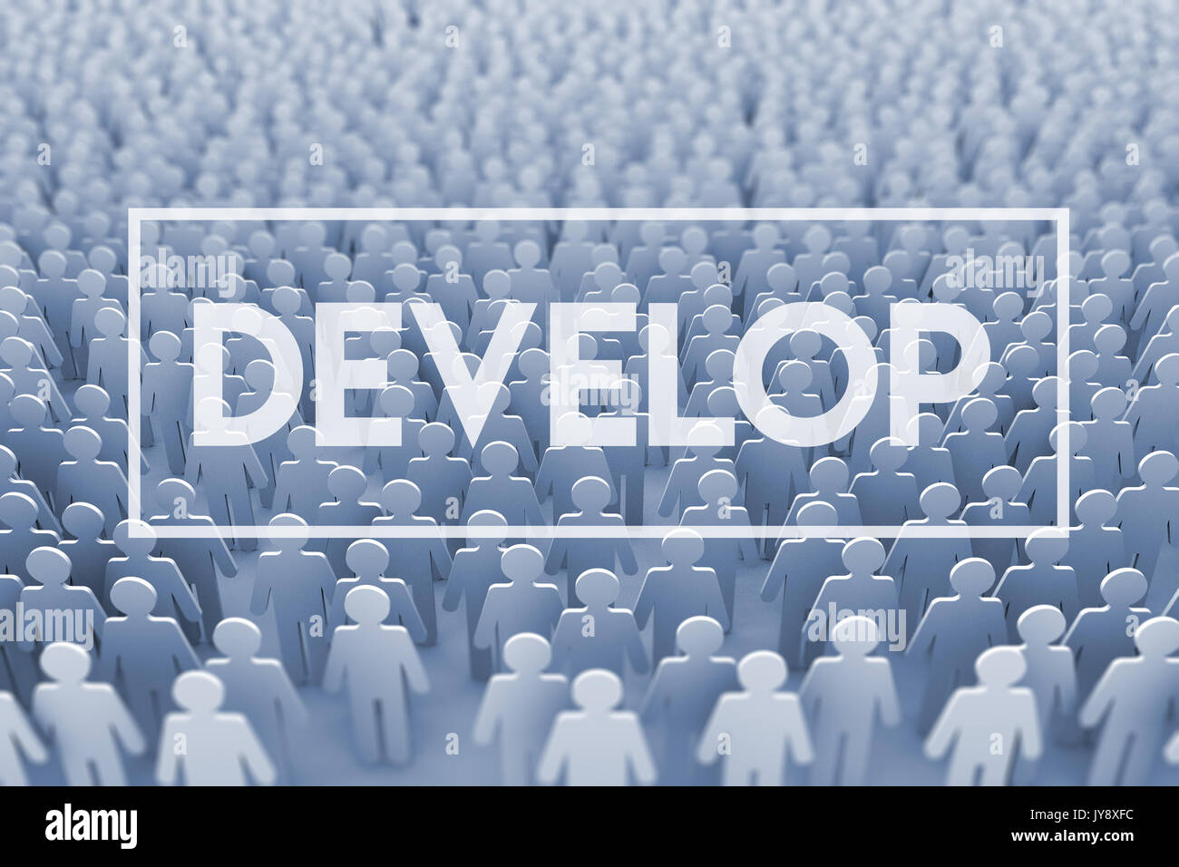 Personal development. Large group of stick figure people. 3D Rendering ...