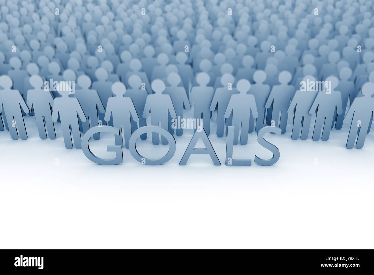 Team goals. Large group of stick figure people. 3D Rendering Stock ...