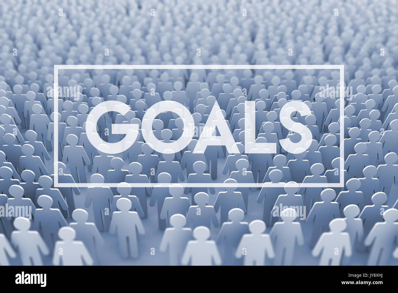 Team goals. Large group of stick figure people. 3D Rendering Stock ...