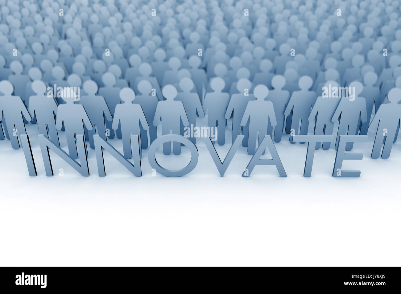 Innovate. Large group of stick figure people. 3D Rendering Stock Photo ...