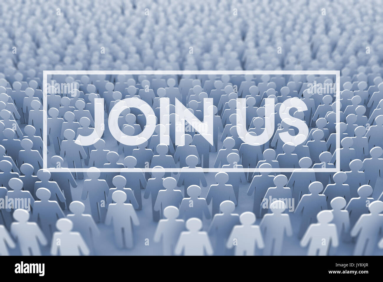 Join us. Large group of stick figure people. 3D Rendering Stock Photo ...
