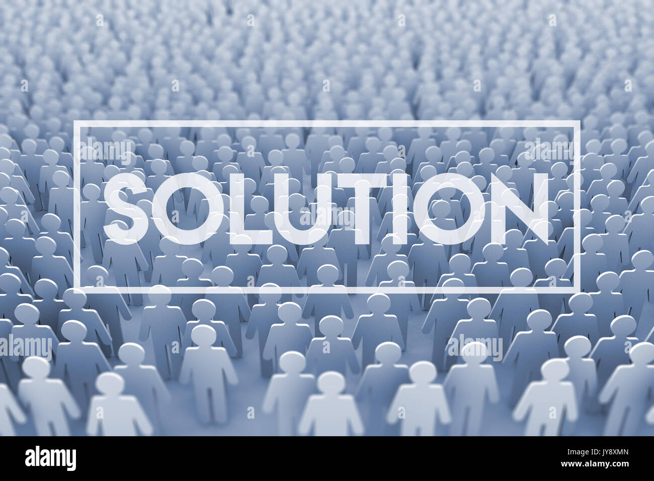 Business solution. Large group of stick figure people. 3D Rendering ...