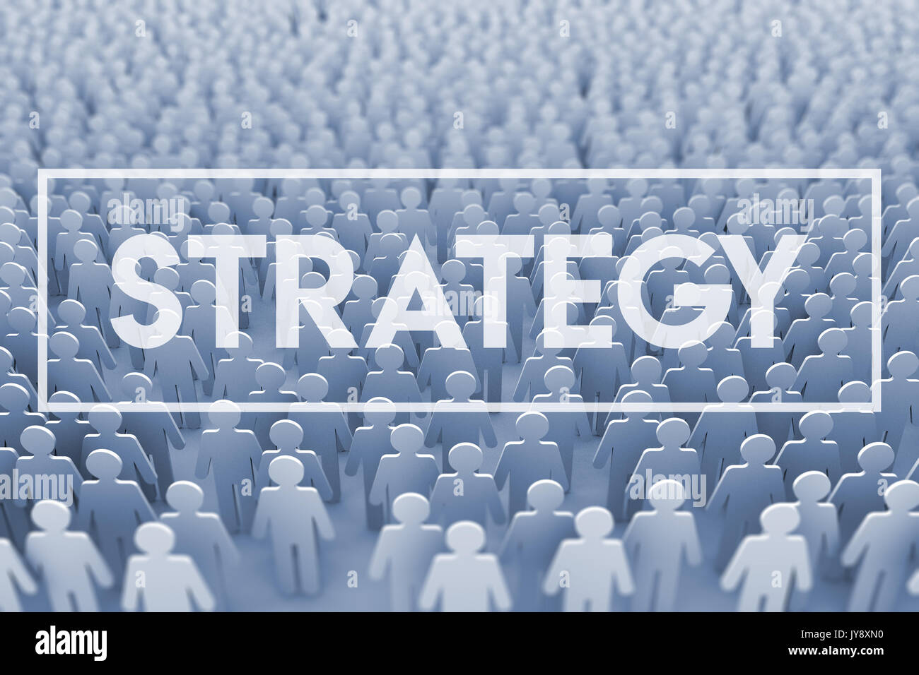 Business strategy. Large group of stick figure people. 3D Rendering ...