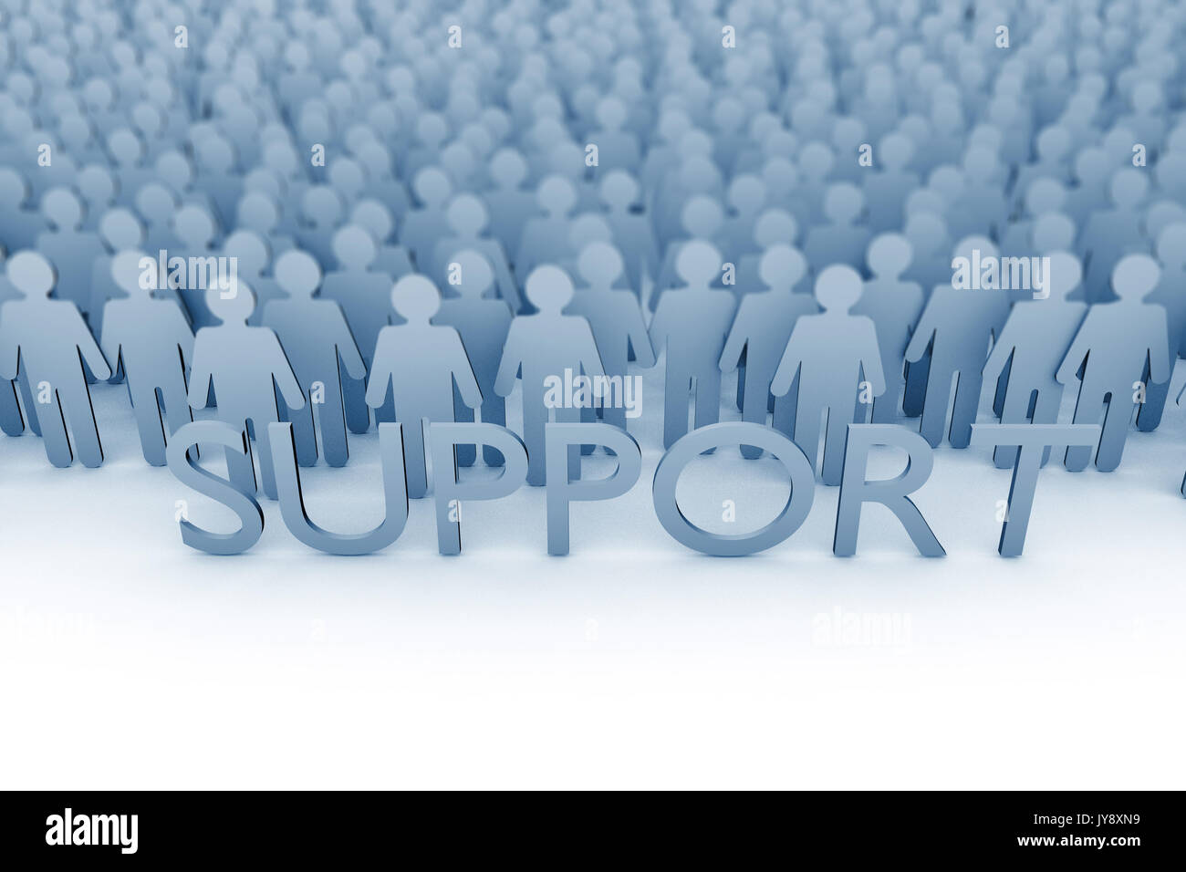 Business support. Large group of stick figure people. 3D Rendering ...
