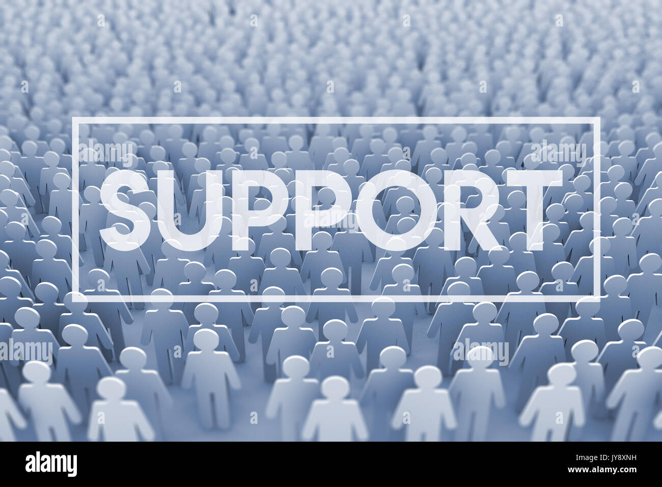 Business support. Large group of stick figure people. 3D Rendering ...