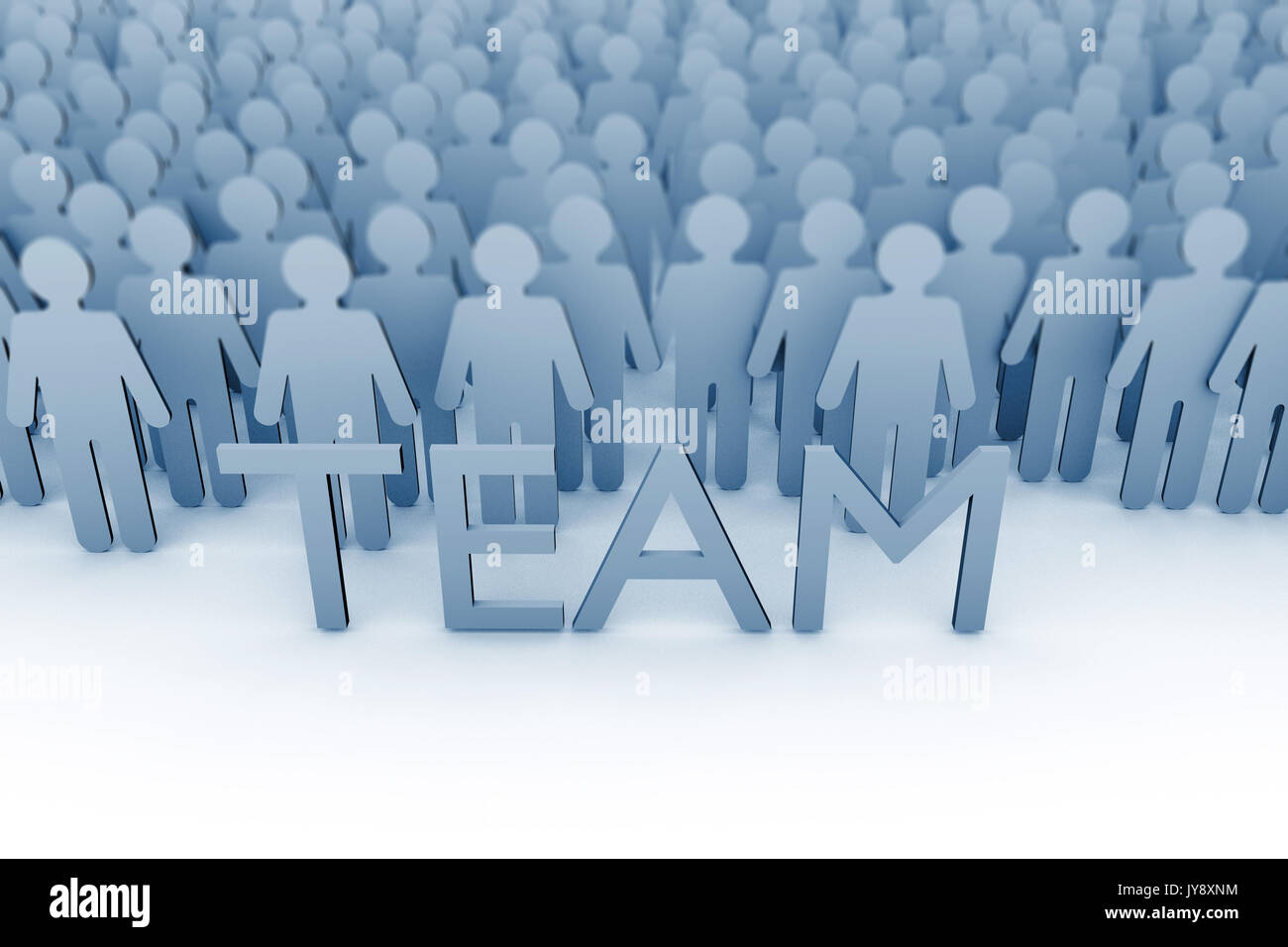 Teamwork. Large group of stick figure people. 3D Rendering Stock Photo ...