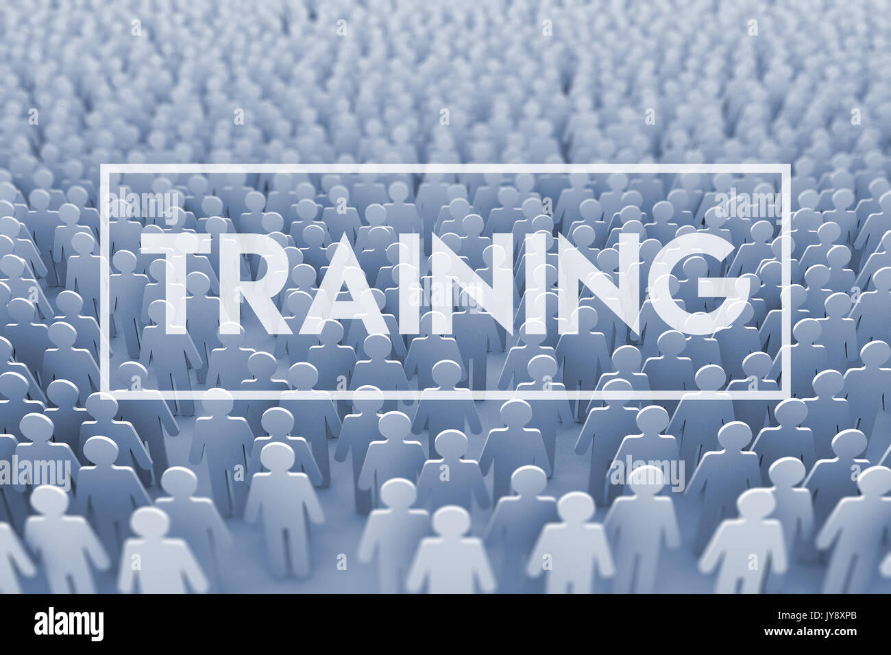 Business training. Large group of stick figure people. 3D Rendering ...