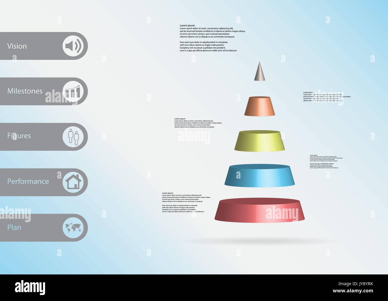 3D illustration infographic template with motif of cone triangle ...