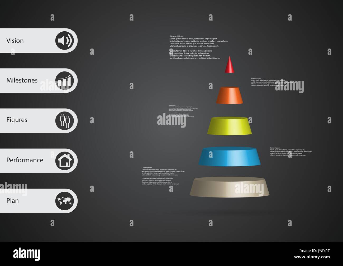 3D illustration infographic template with motif of cone triangle ...