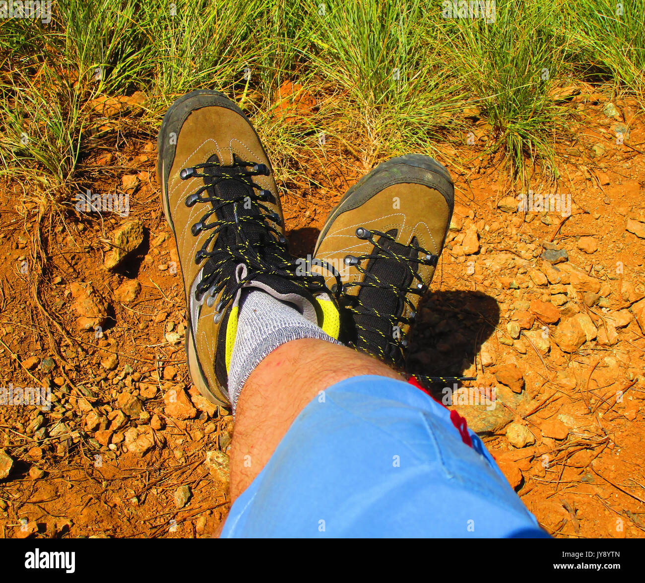 A moment of rest to rest your feet on the boots Stock Photo - Alamy