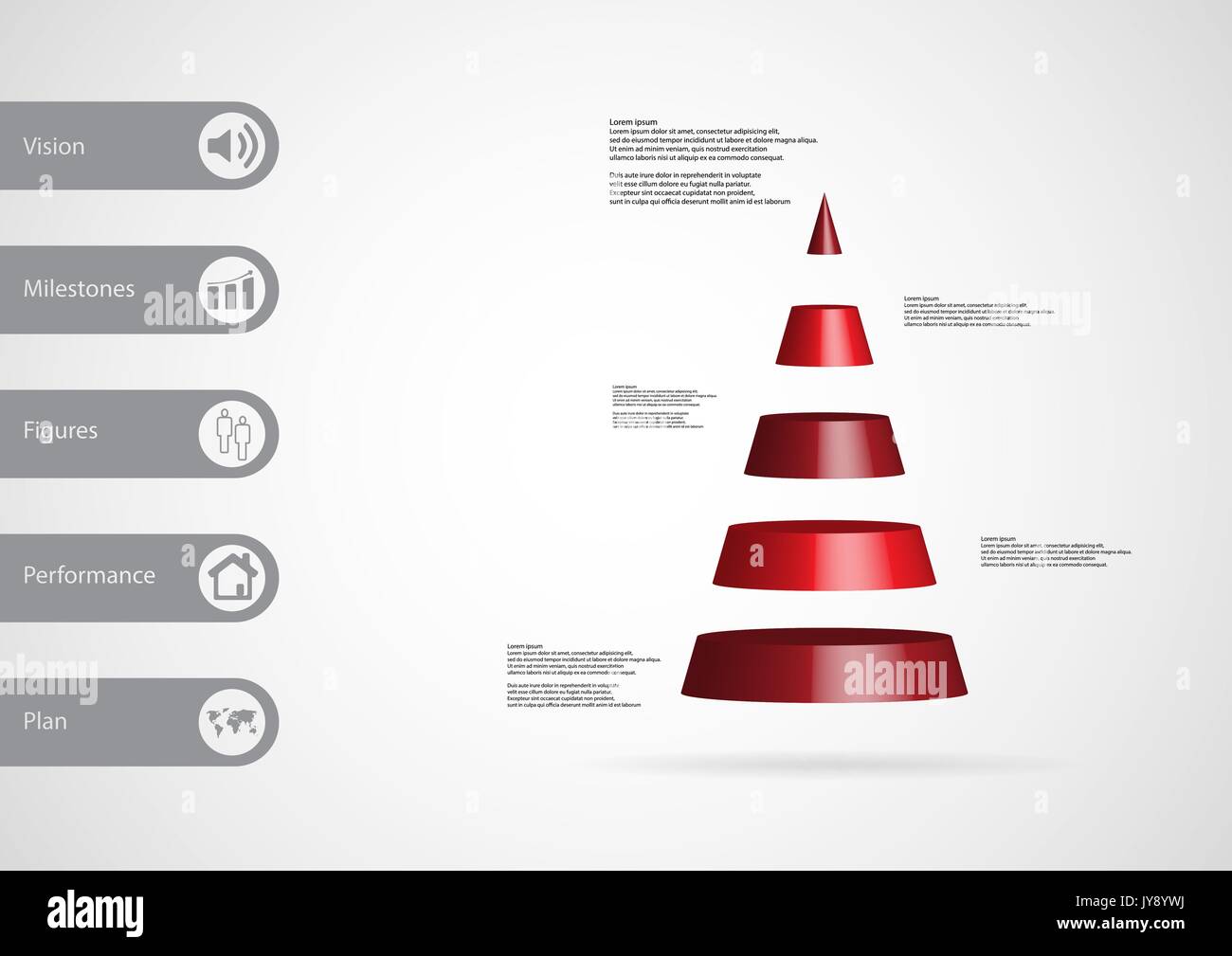 3D illustration infographic template with motif of cone triangle ...