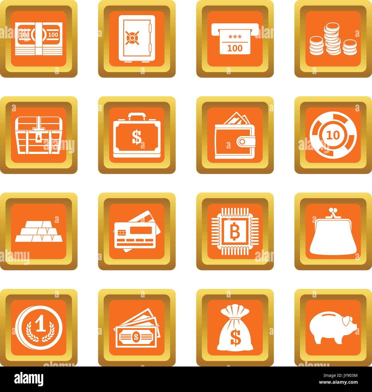 Different money icons set orange Stock Vector Image & Art - Alamy