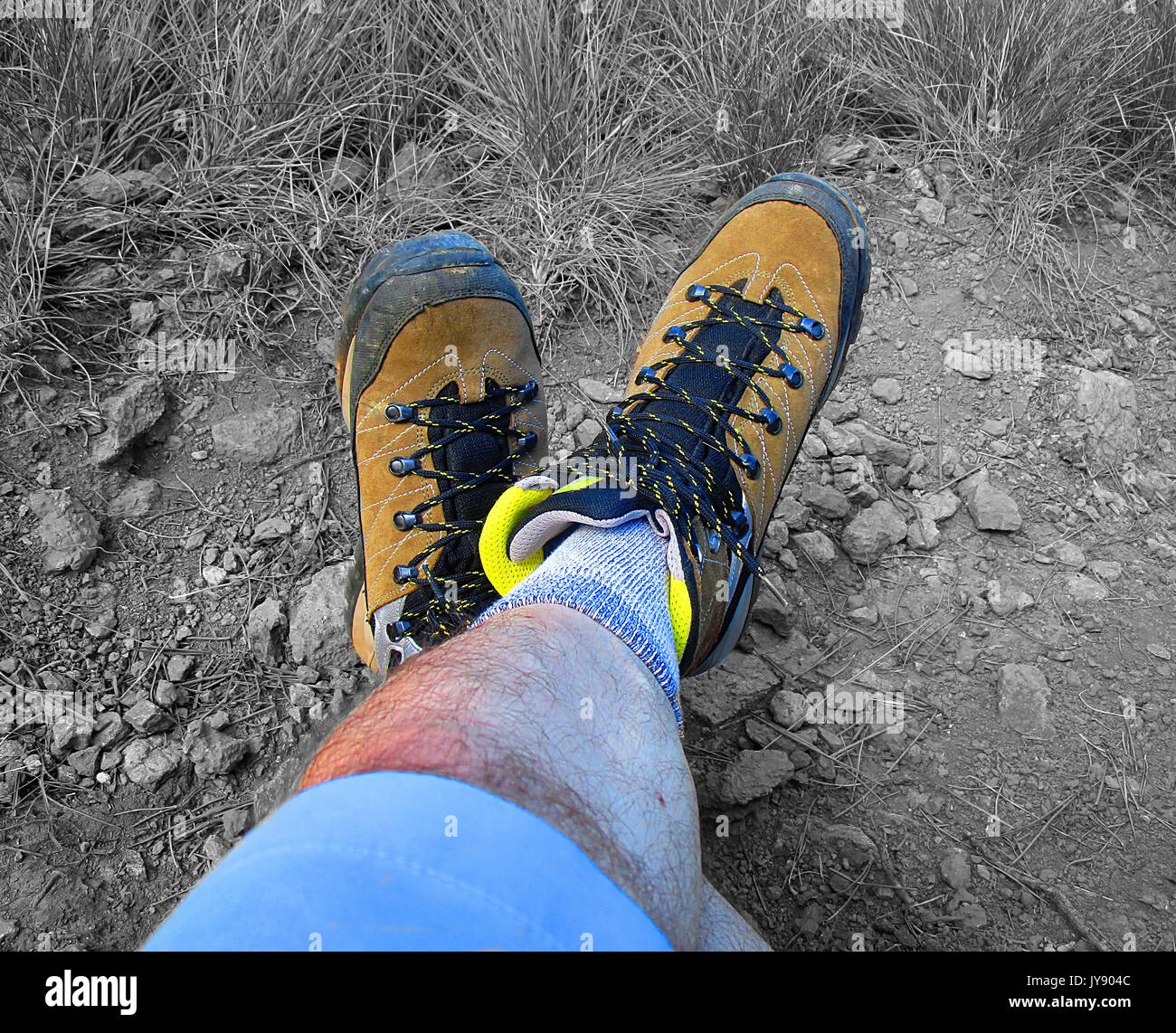 A moment of rest to rest your feet on the boots 2 Stock Photo - Alamy