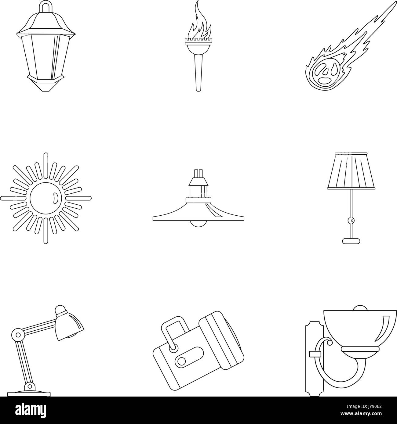 Lighting icon set, outline style Stock Vector Image & Art - Alamy