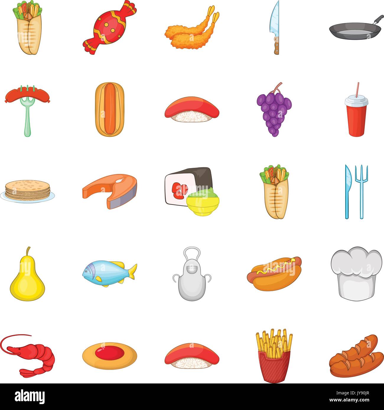 Food court icons set, cartoon style Stock Vector Image & Art - Alamy