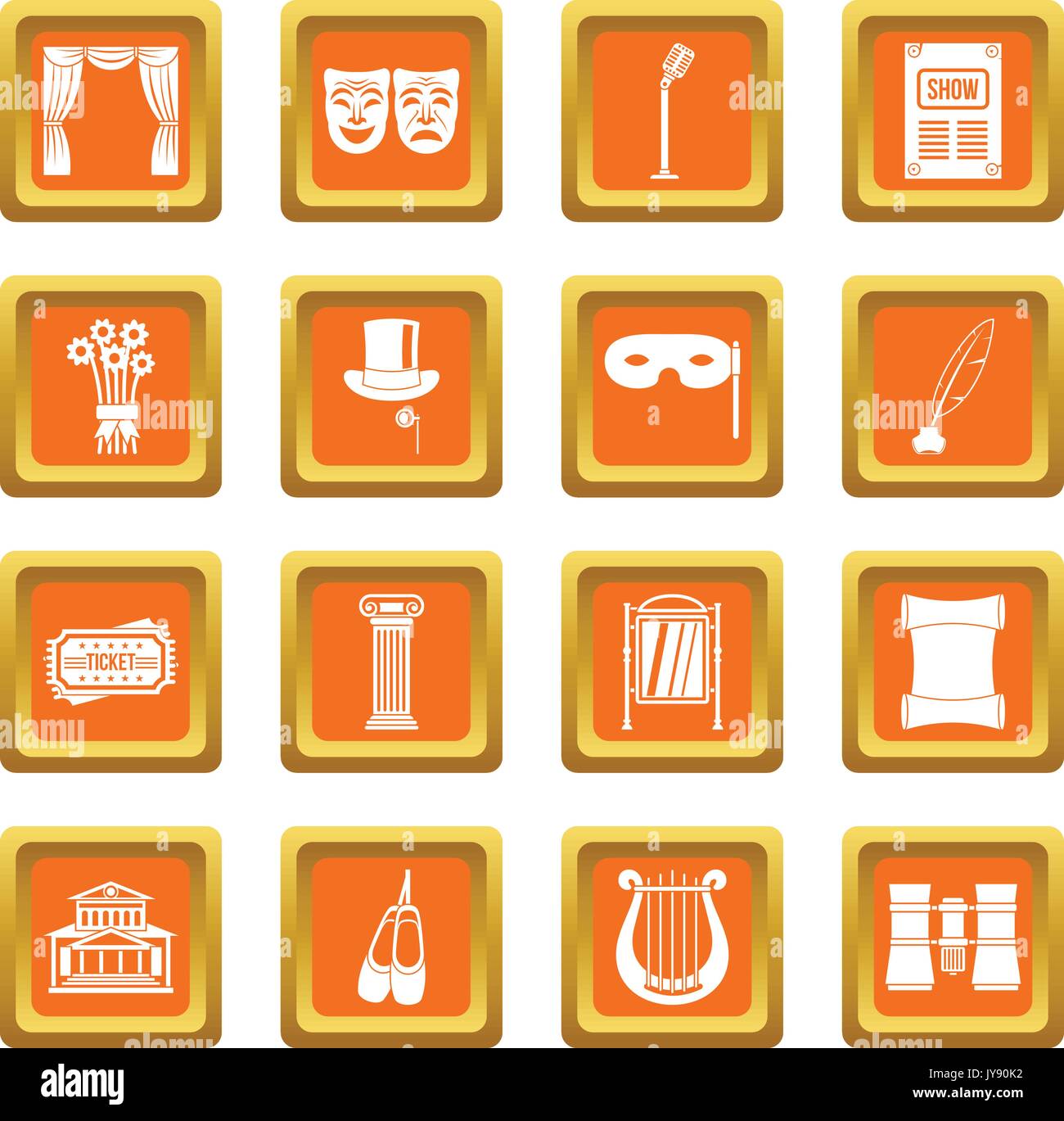 Theater icons set orange Stock Vector Image & Art - Alamy