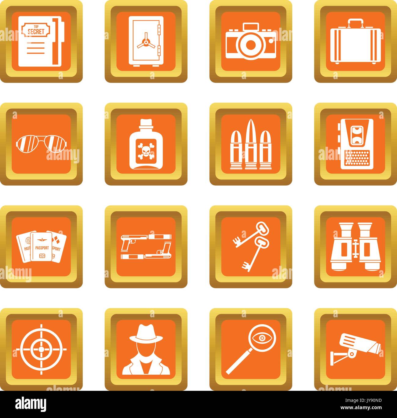 Spy tools icons set orange Stock Vector Image & Art - Alamy