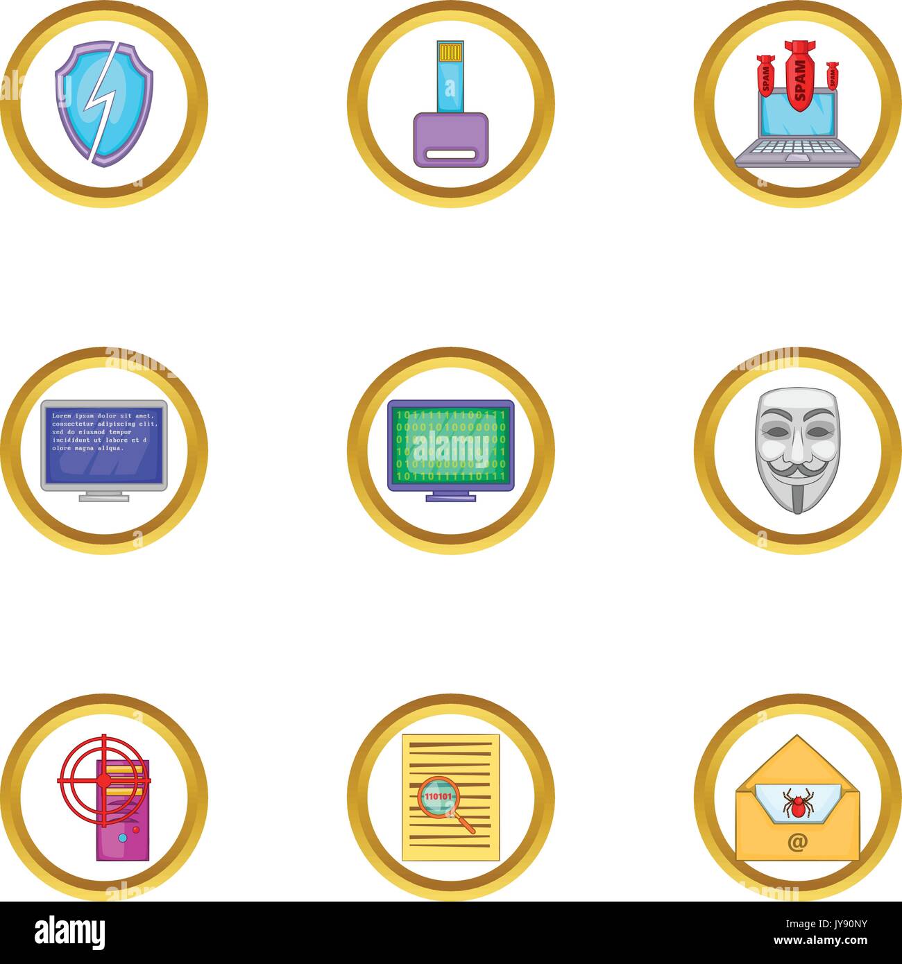 Firewall icons set, cartoon style Stock Vector Image & Art - Alamy