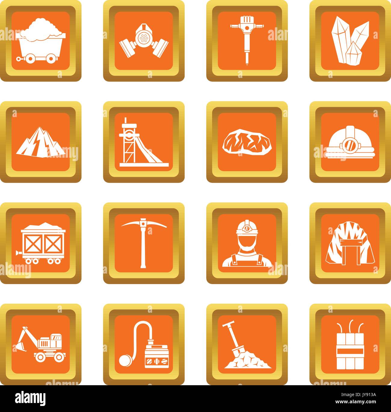 Miner icons set orange Stock Vector Image & Art - Alamy