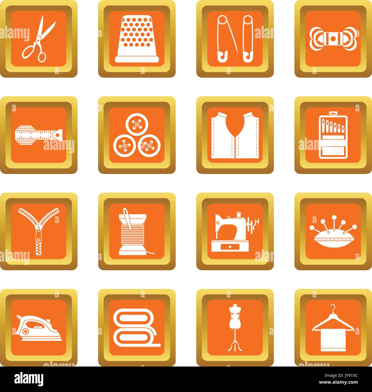 Sewing icons set orange Stock Vector Image & Art - Alamy