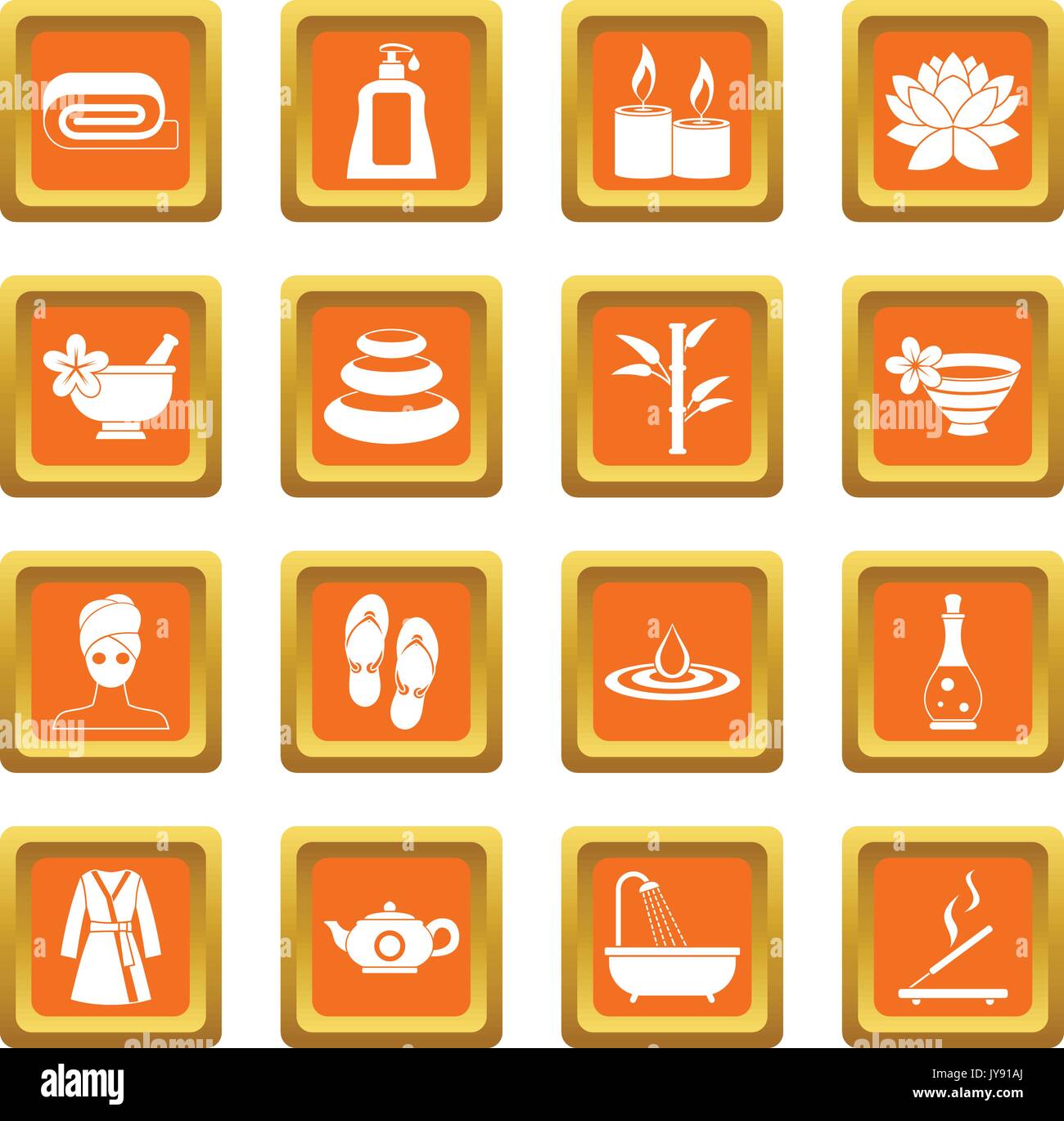 Spa treatments icons set orange Stock Vector Image & Art - Alamy