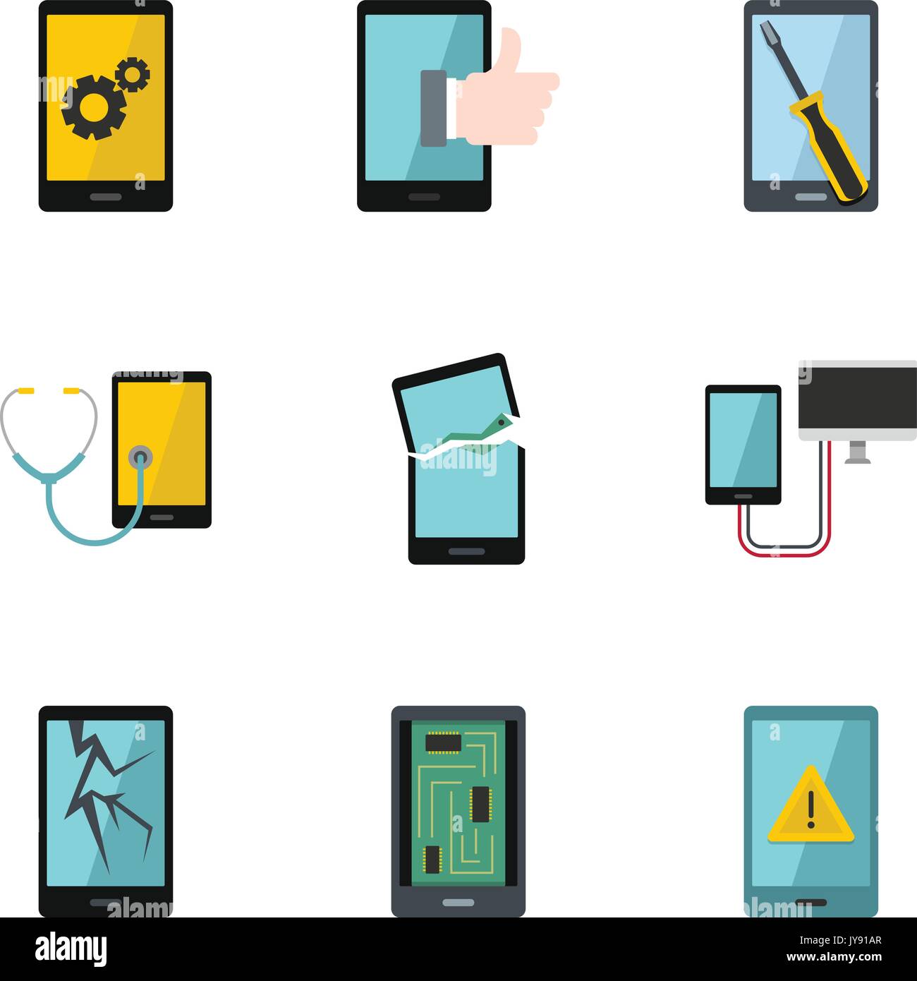 Device repair icon set, flat style Stock Vector Image & Art - Alamy