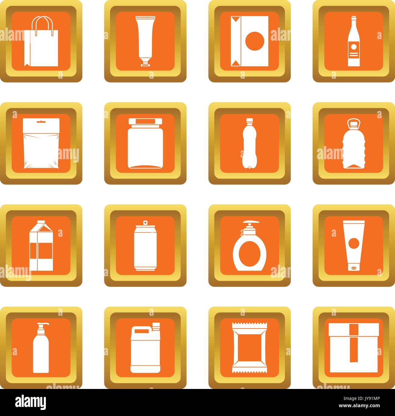 Packaging items icons set orange Stock Vector Image & Art - Alamy
