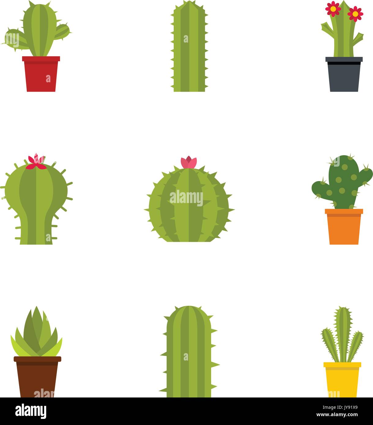 Desert cactus icon set, flat style Stock Vector Image & Art - Alamy