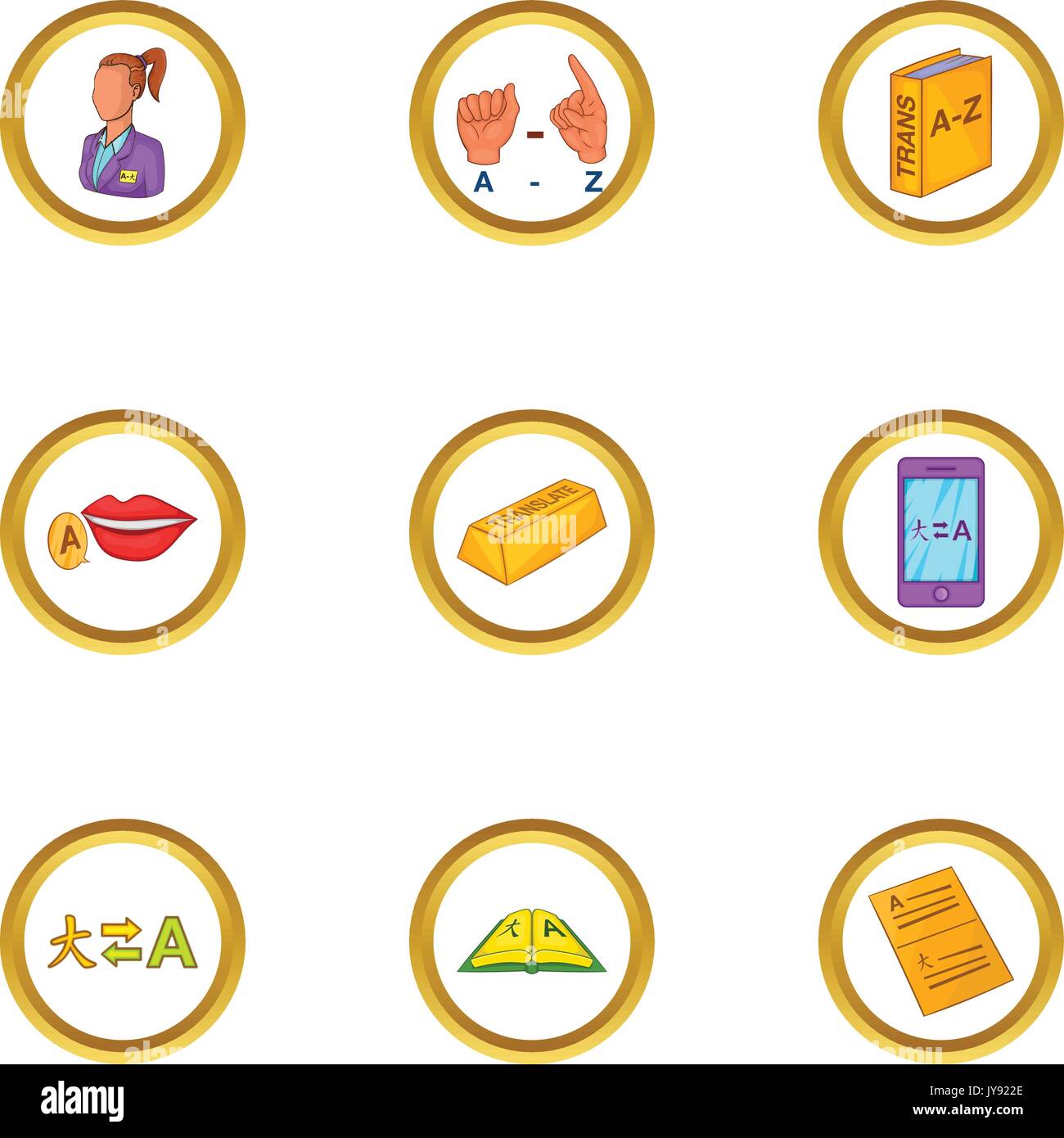 Translation icons set, cartoon style Stock Vector Image & Art - Alamy