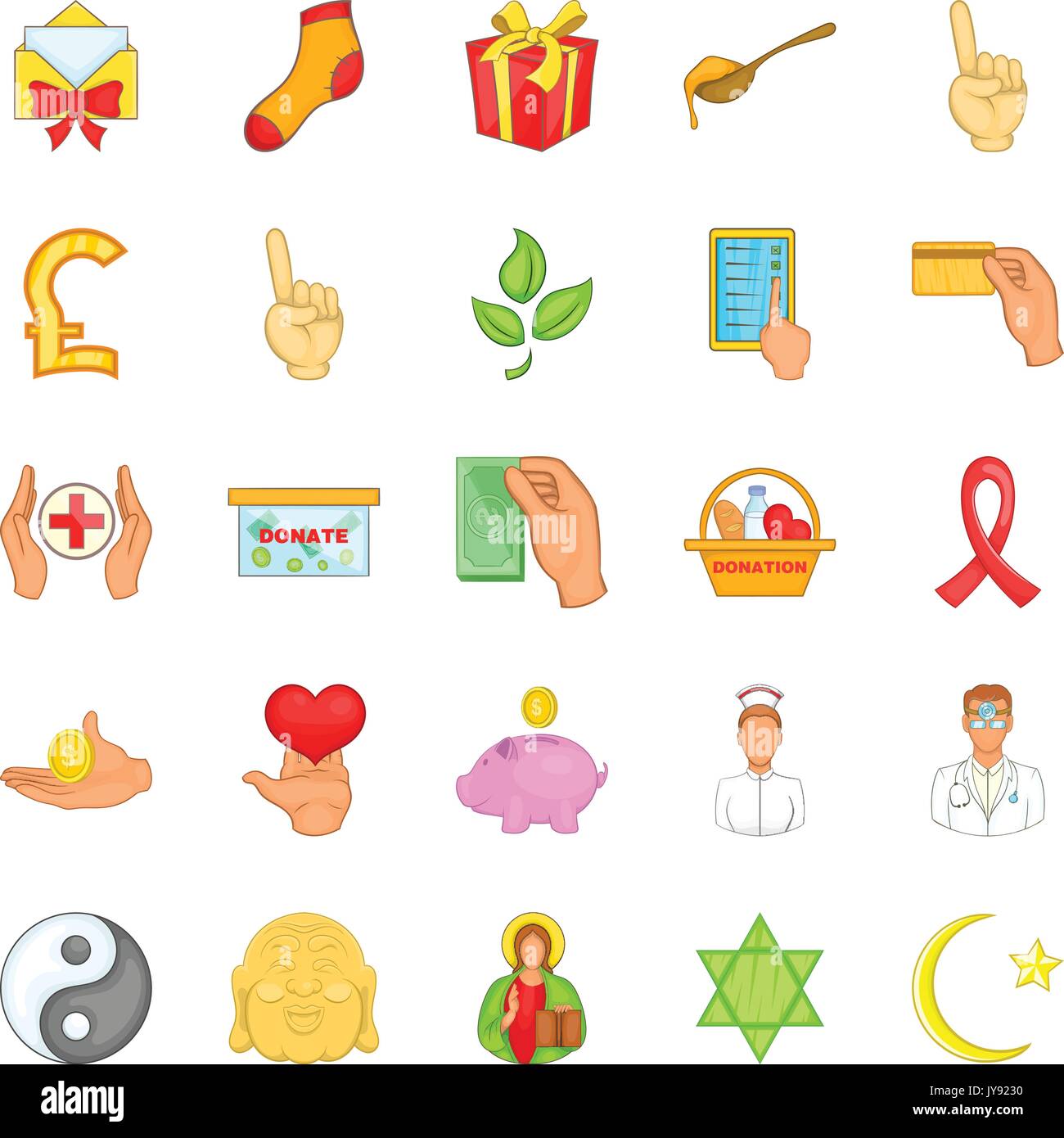 Donation icons set, cartoon style Stock Vector Image & Art - Alamy