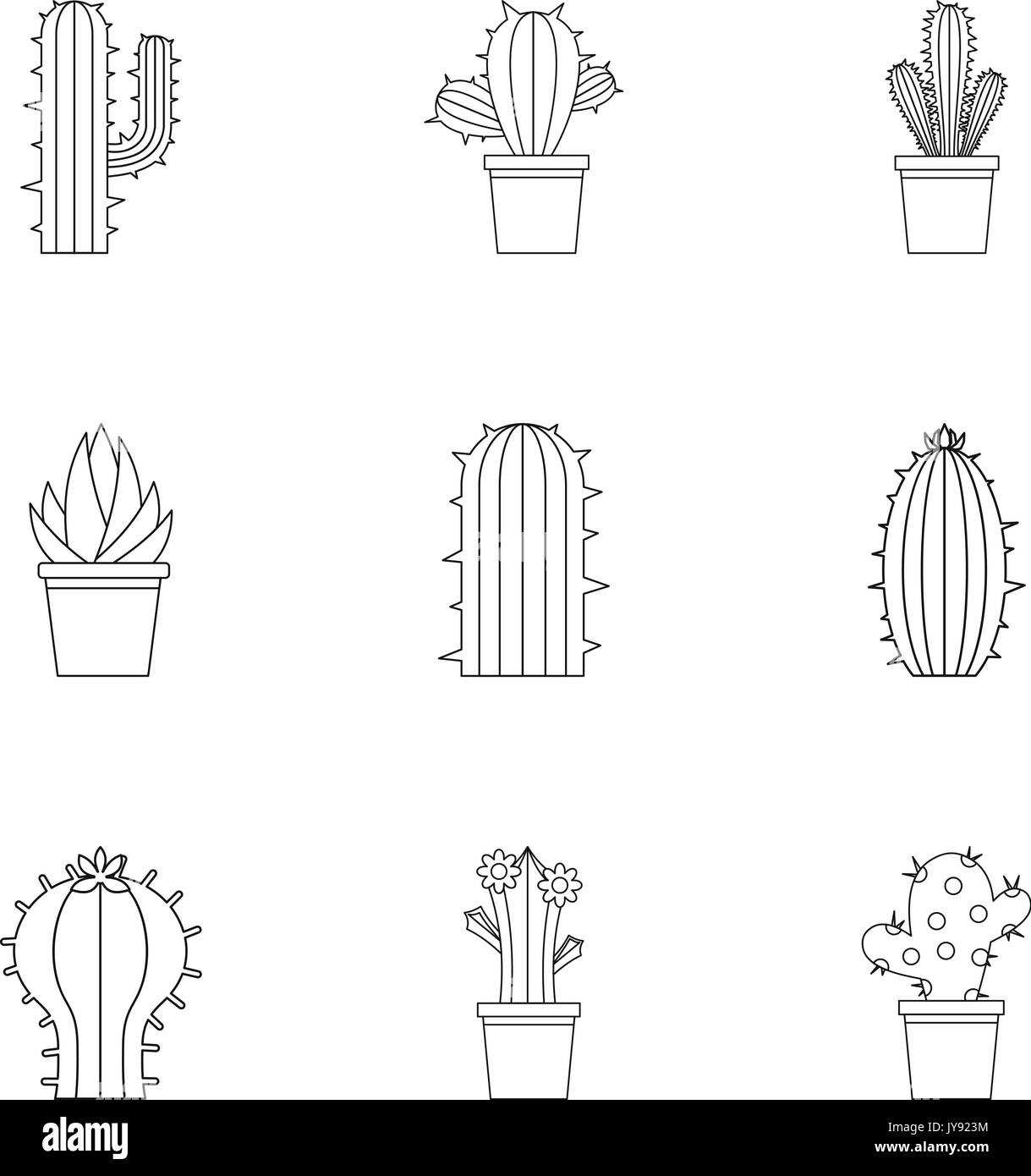 Cactus plant icon set, outline style Stock Vector Image & Art - Alamy